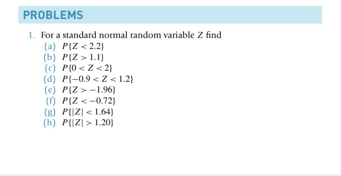 Solved 1 For A Standard Normal Random Variable Z Find A