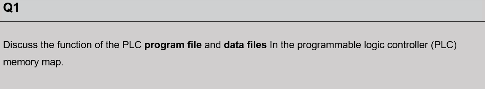 Solved Q1 Discuss the function of the PLC program file and | Chegg.com