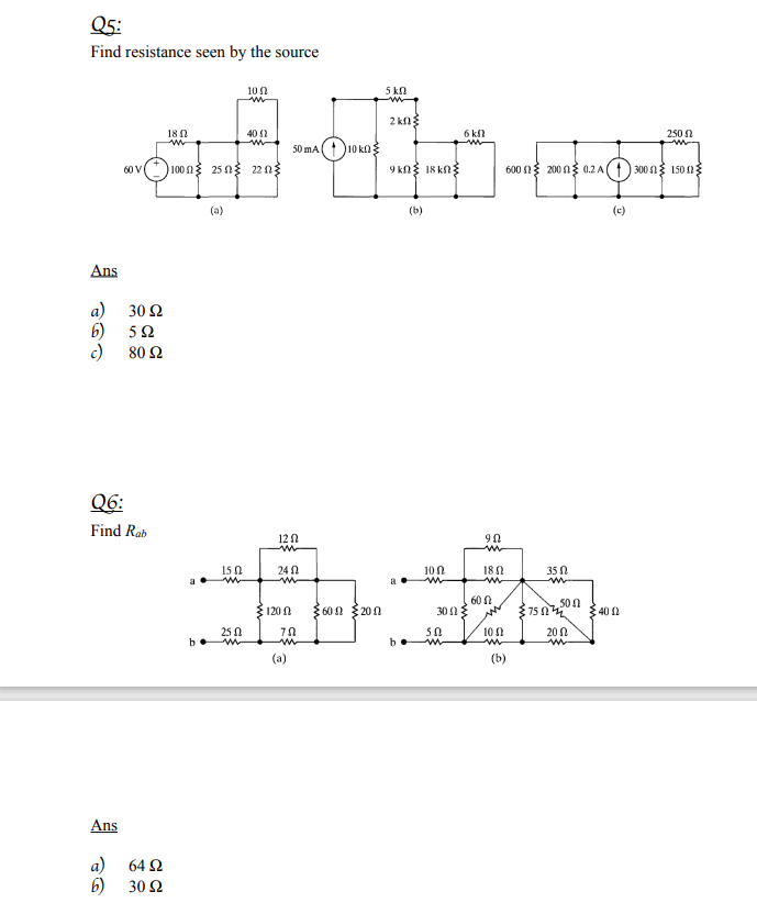 Solved Q5: Find resistance seen by the source | Chegg.com
