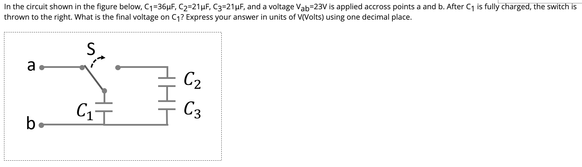 Solved In the circuit shown in the figure below, C1=36uF, | Chegg.com
