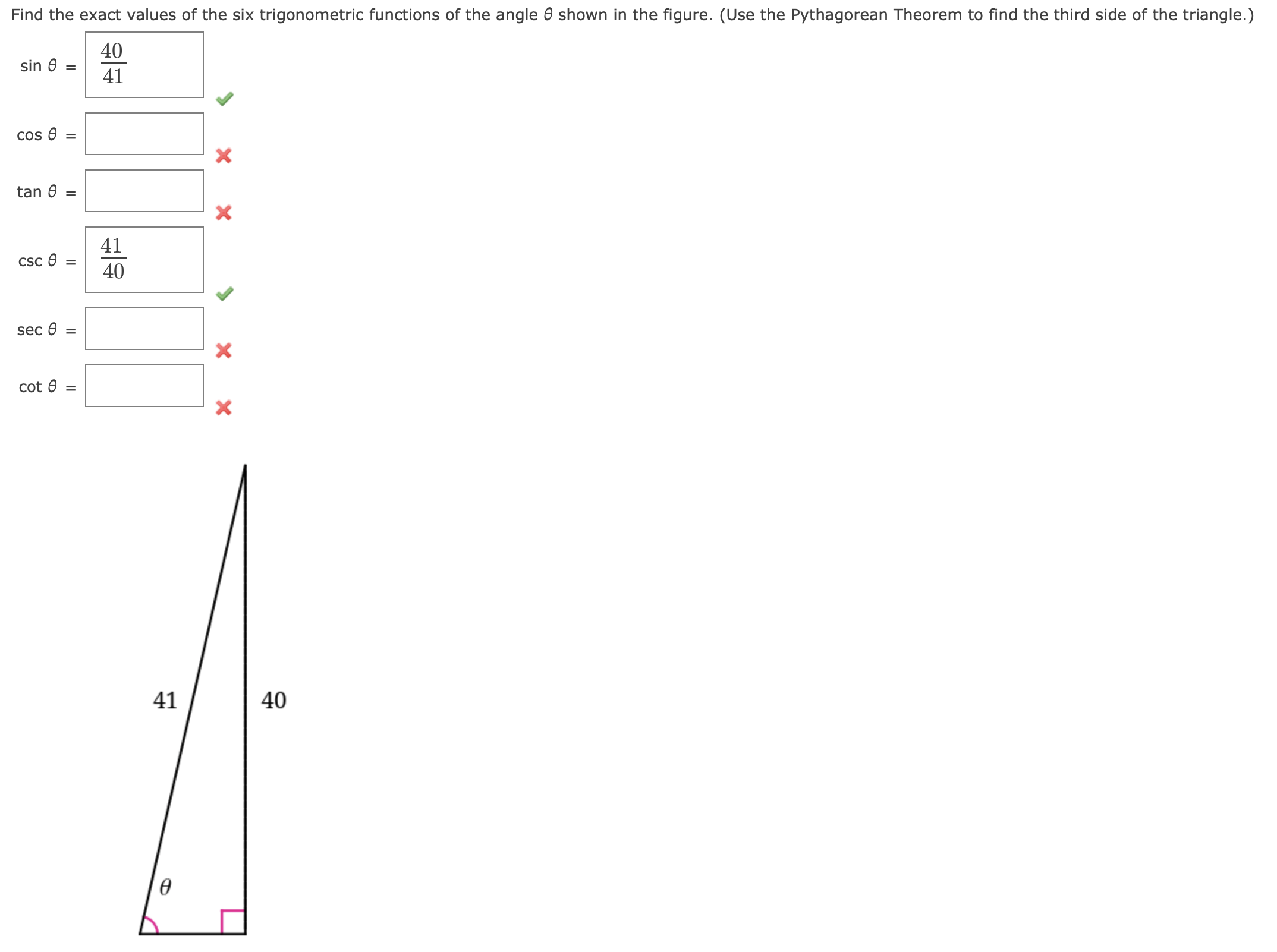 Solved Find the exact values of the six trigonometric | Chegg.com