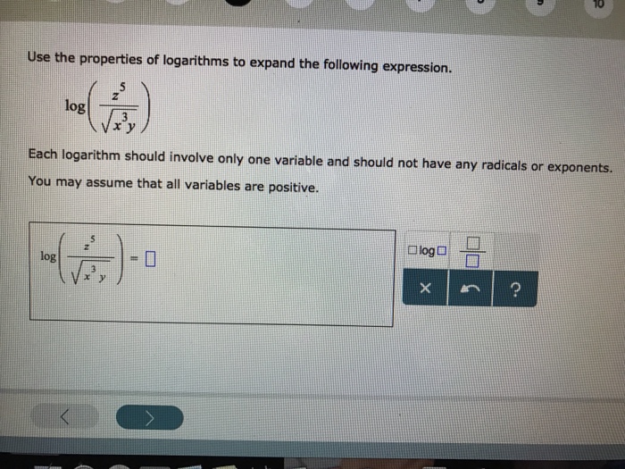 Solved Use The Properties Of Logarithms To Expand The 