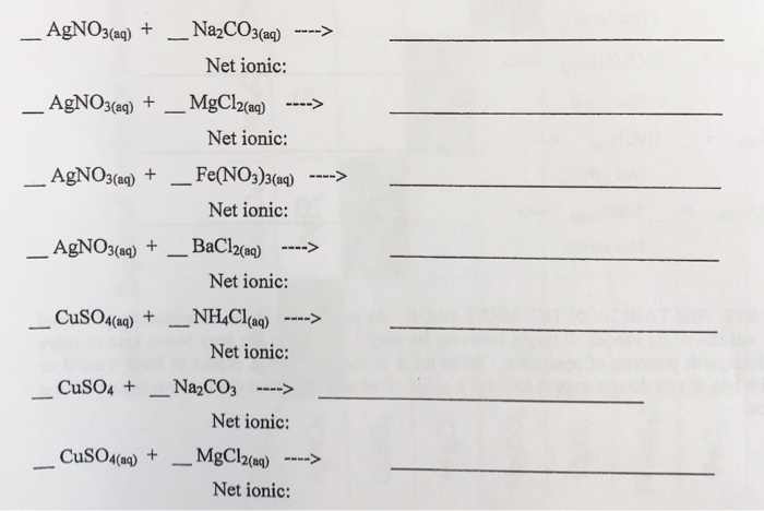 Solved AgNO3(aq) + -Na2CO3(aq) Net ionic: --> AgNO3(aq) | Chegg.com
