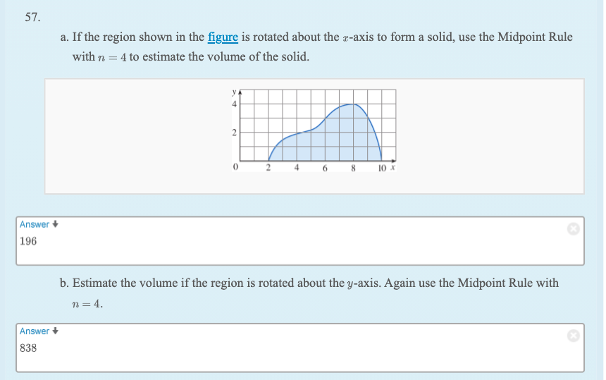 Solved 57. a. If the region shown in the figure is rotated | Chegg.com