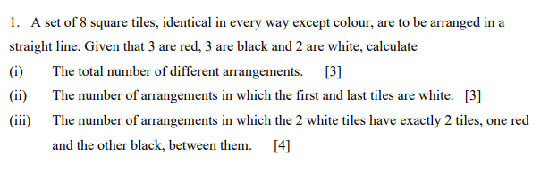 Solved 1. A set of 8 square tiles, identical in every way | Chegg.com
