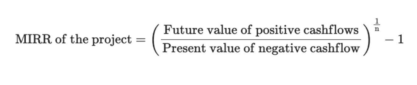 MIRR of the project =( Present value of negative | Chegg.com