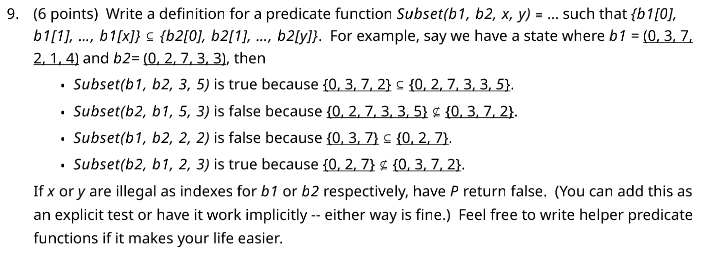 Solved 9. (6 points) Write a definition for a predicate | Chegg.com
