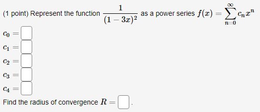 Solved Represent the function 1(1−3x)21(1−3x)2 as a | Chegg.com