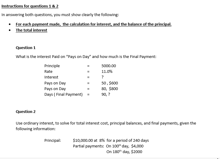 Solved nstructions for questions 1&2 answering both | Chegg.com