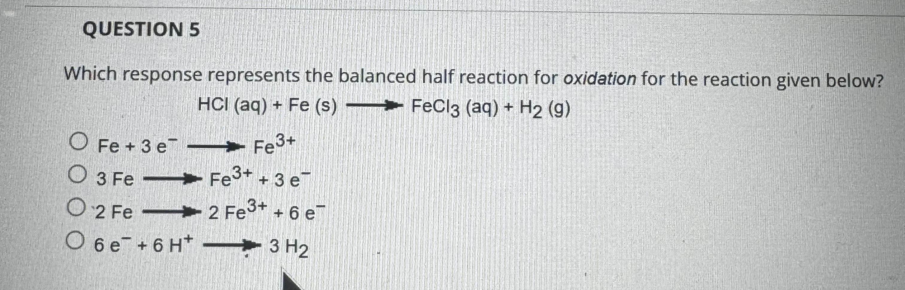 Solved Which response represents the balanced half reaction | Chegg.com