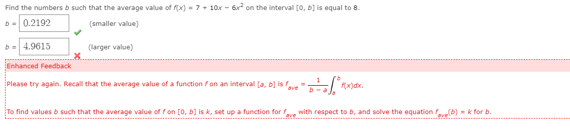Solved Find The Numbers B Such That The Average Value Of