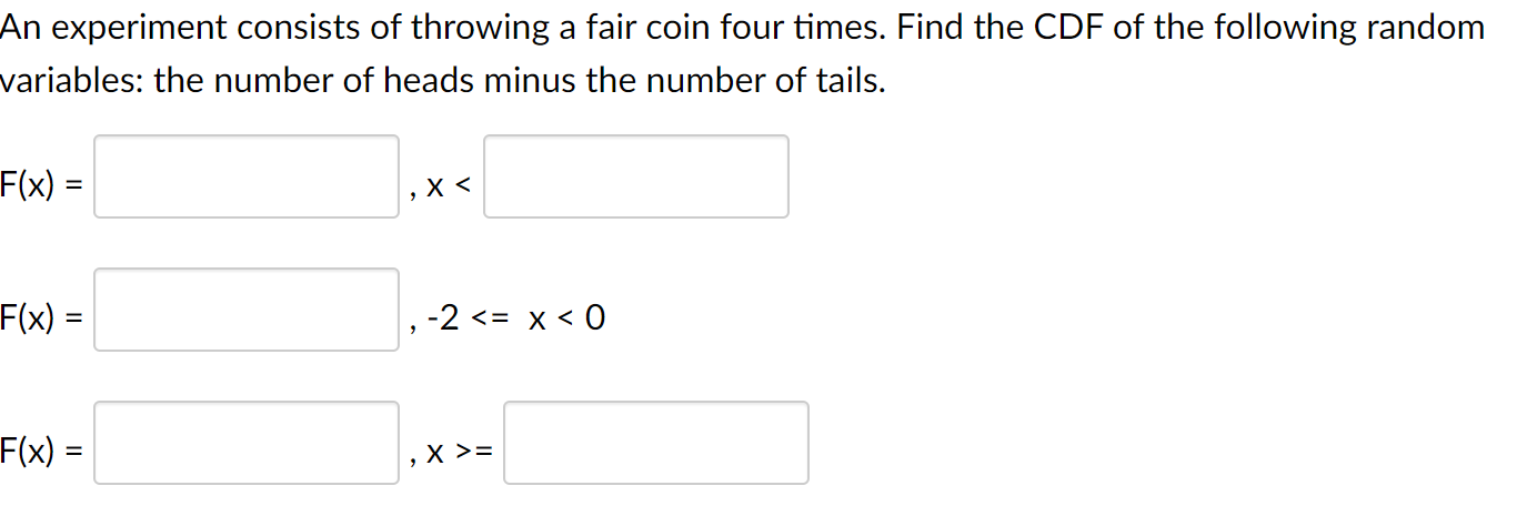 Solved An experiment consists of throwing a fair coin four | Chegg.com