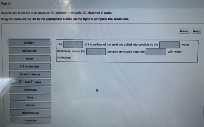Solved Part A Describe the formation of an aqueous KI | Chegg.com