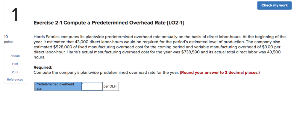 Solved Check my work 1 Exercise 2-1 Compute a Predetermined | Chegg.com