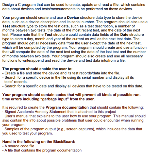Solved Design a C program that can be used to create, update | Chegg.com