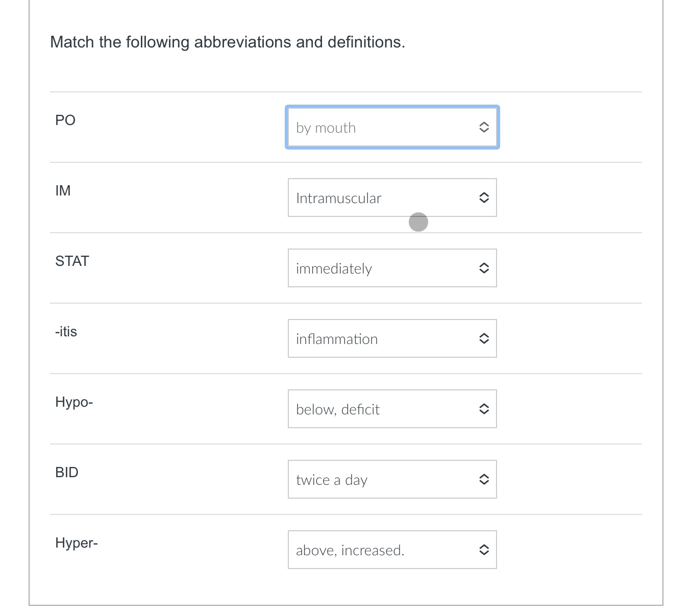 Solved Match the following abbreviations and | Chegg.com
