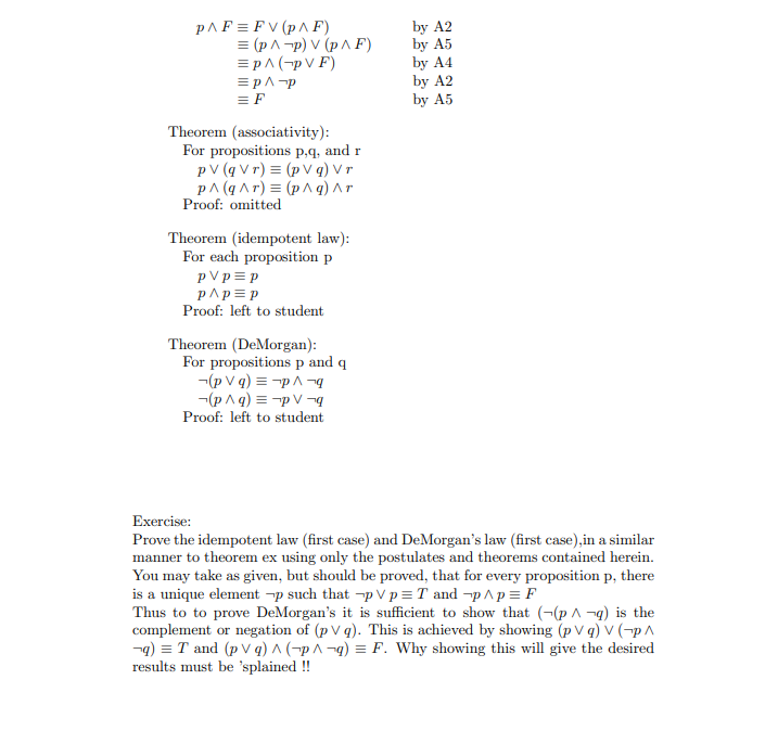 Solved Example Theorem ex: For every proposition p. PVT=T | Chegg.com