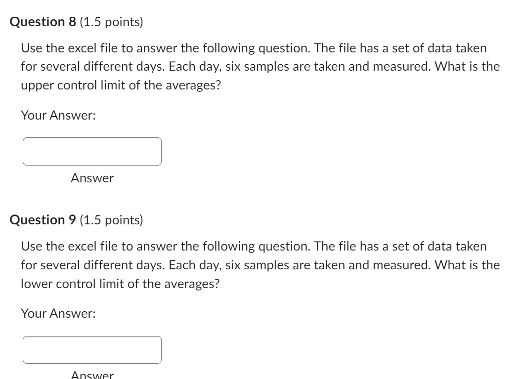 Use the excel file to answer the following question. | Chegg.com