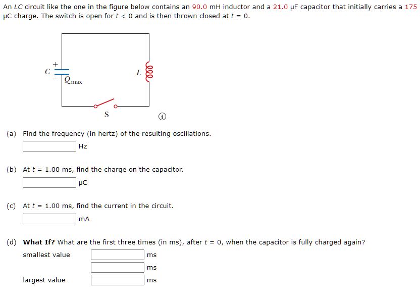 Solved An LC circuit like the one in the figure below | Chegg.com