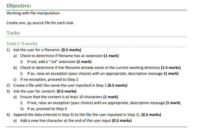 Solved Objective: Working with file manipulation Create | Chegg.com