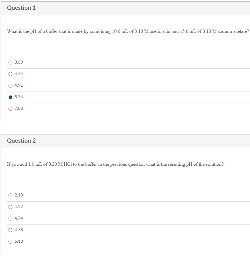 Solved What is the pH of a buffer that is made by combining | Chegg.com