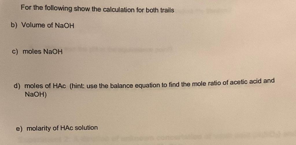 For the following show the calculation for both | Chegg.com