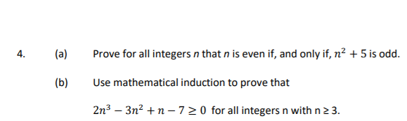 Solved 4. Prove for all integers n that n is even if, and | Chegg.com