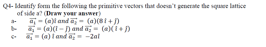 Solved Q4- Identify form the following the primitive vectors | Chegg.com