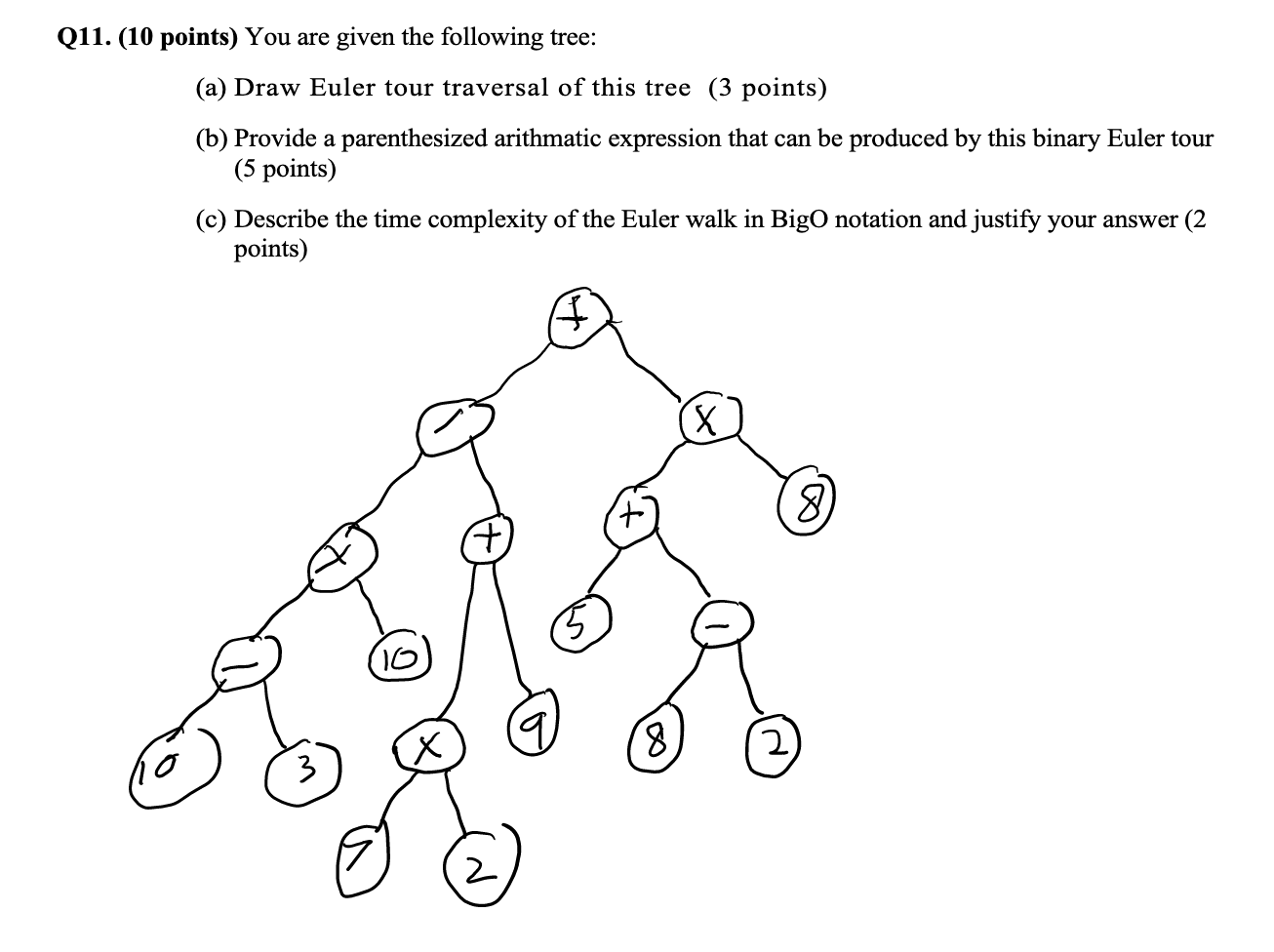 Solved 211. (10 points) You are given the following tree: | Chegg.com
