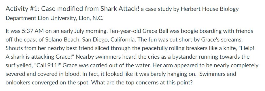 Solved Activity \#1: Case modified from Shark Attack! a case | Chegg.com