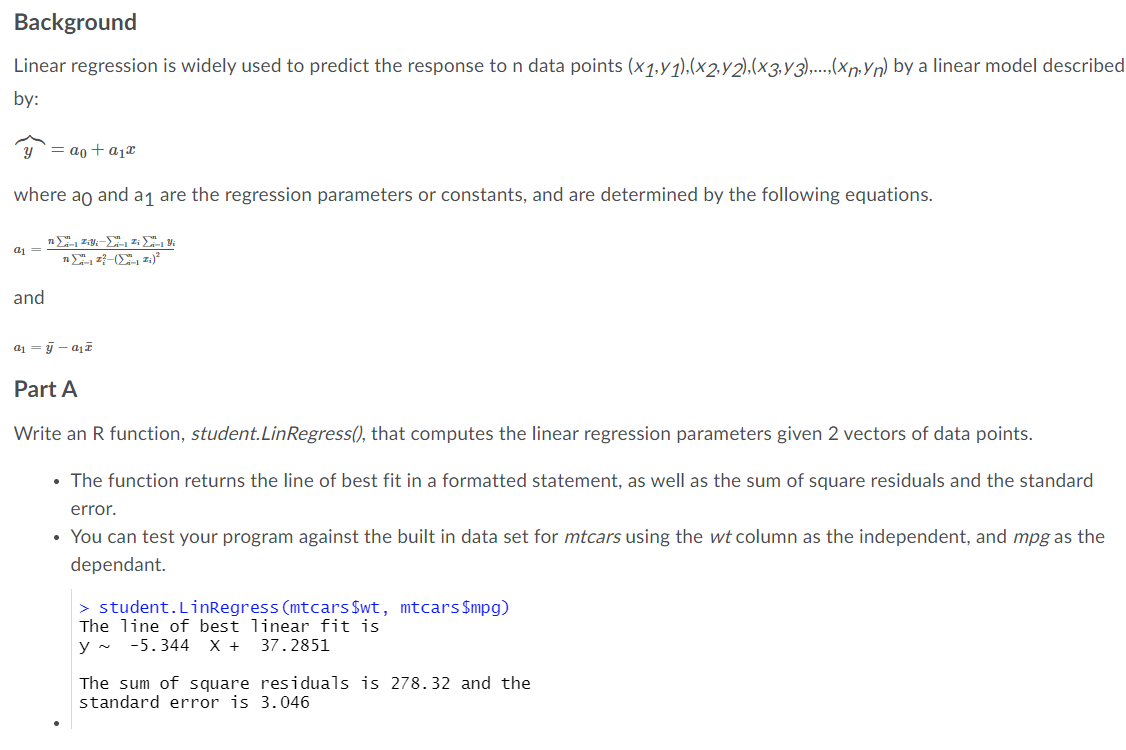 Solved Background Linear regression is widely used to | Chegg.com