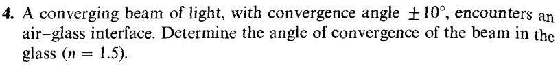 Solved A converging beam of light, with convergence angle | Chegg.com