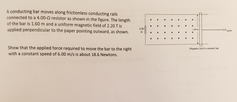 Solved A conducting bar moves along frictionless conducting | Chegg.com