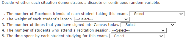 Solved You can either select: Discrete, Continuous, or Both | Chegg.com