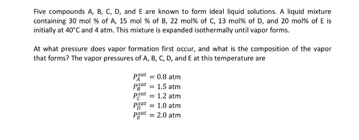 Solved Five compounds A, B, C, D, and E are known to form | Chegg.com