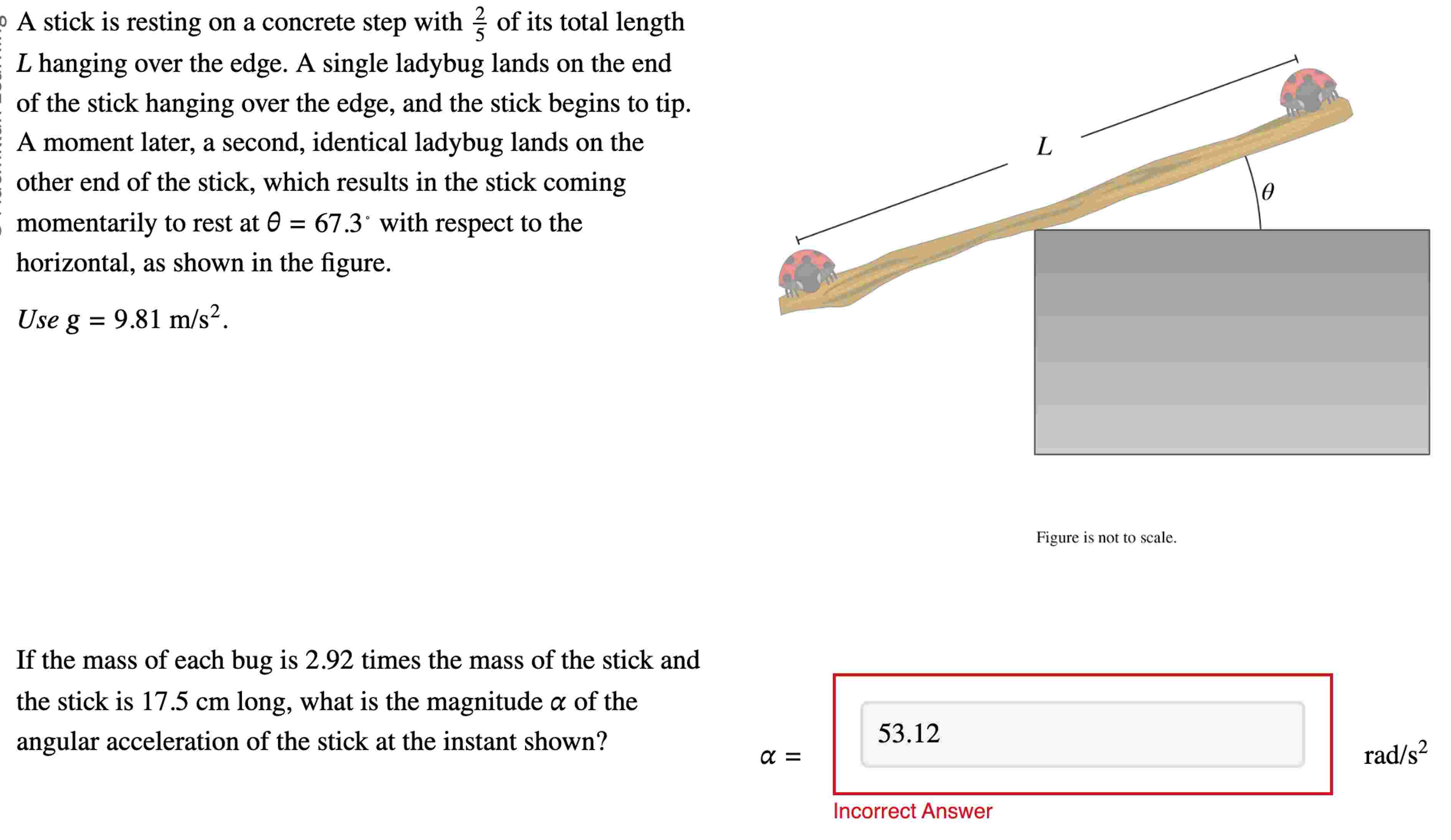 Solved If the mass of each bug is 2.92 ﻿times the mass of | Chegg.com
