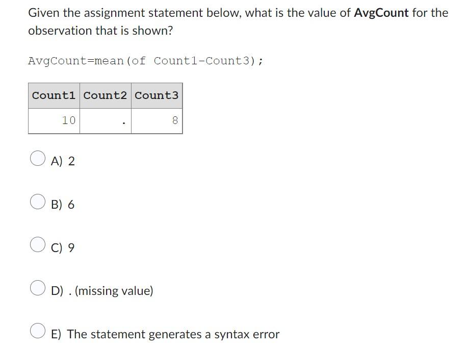 Solved Given the assignment statement below, what is the | Chegg.com