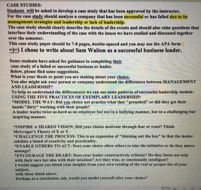 Solved CASE STUDIES: Students will be asked to develop a | Chegg.com