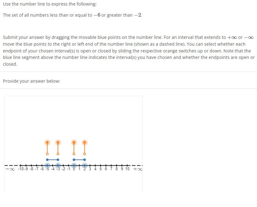 Solved Use the number line to express the following: The set | Chegg.com
