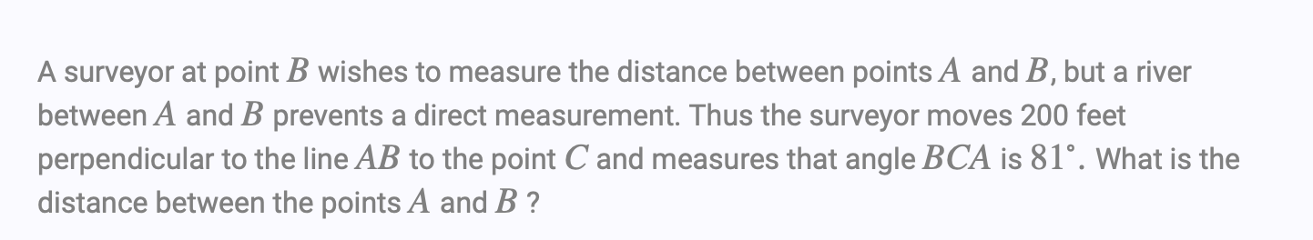 Solved A surveyor at point B wishes to measure the distance | Chegg.com