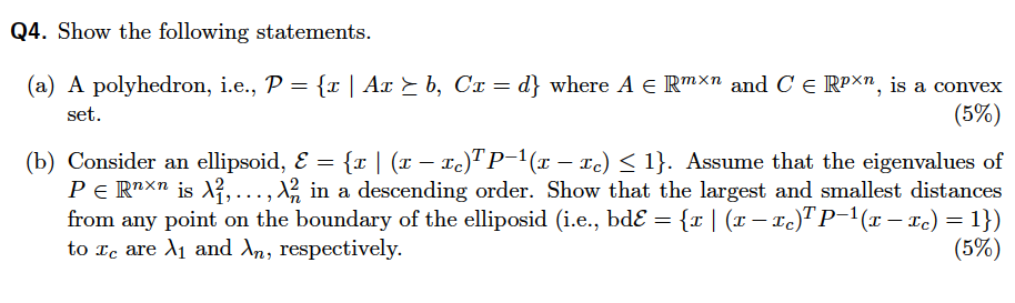 Q4. Show the following statements. (a) A polyhedron, | Chegg.com