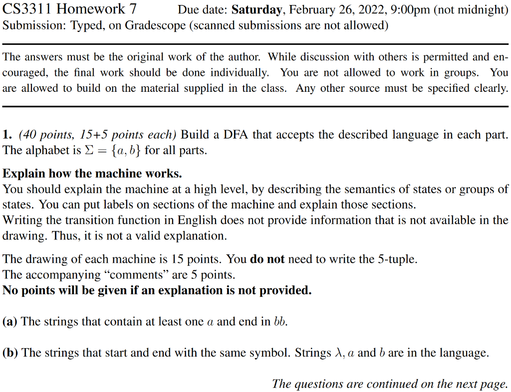 Solved CS3311 Homework 7 Due date: Saturday, February 26, | Chegg.com