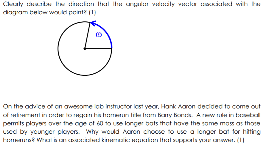 Solved Clearly describe the direction that the angular | Chegg.com