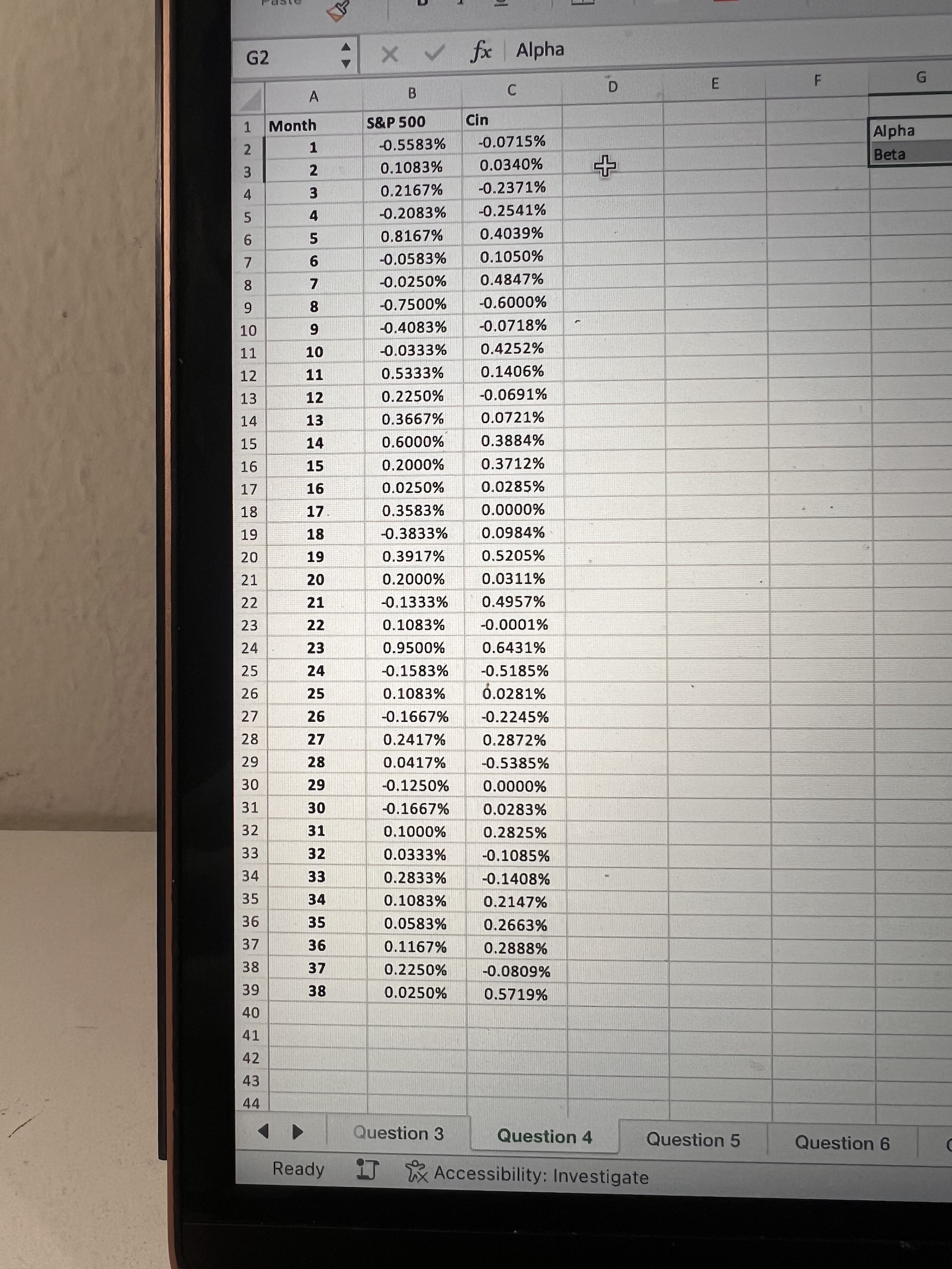 Solved 4. The Excel file Stock Return Data contains monthly | Chegg.com