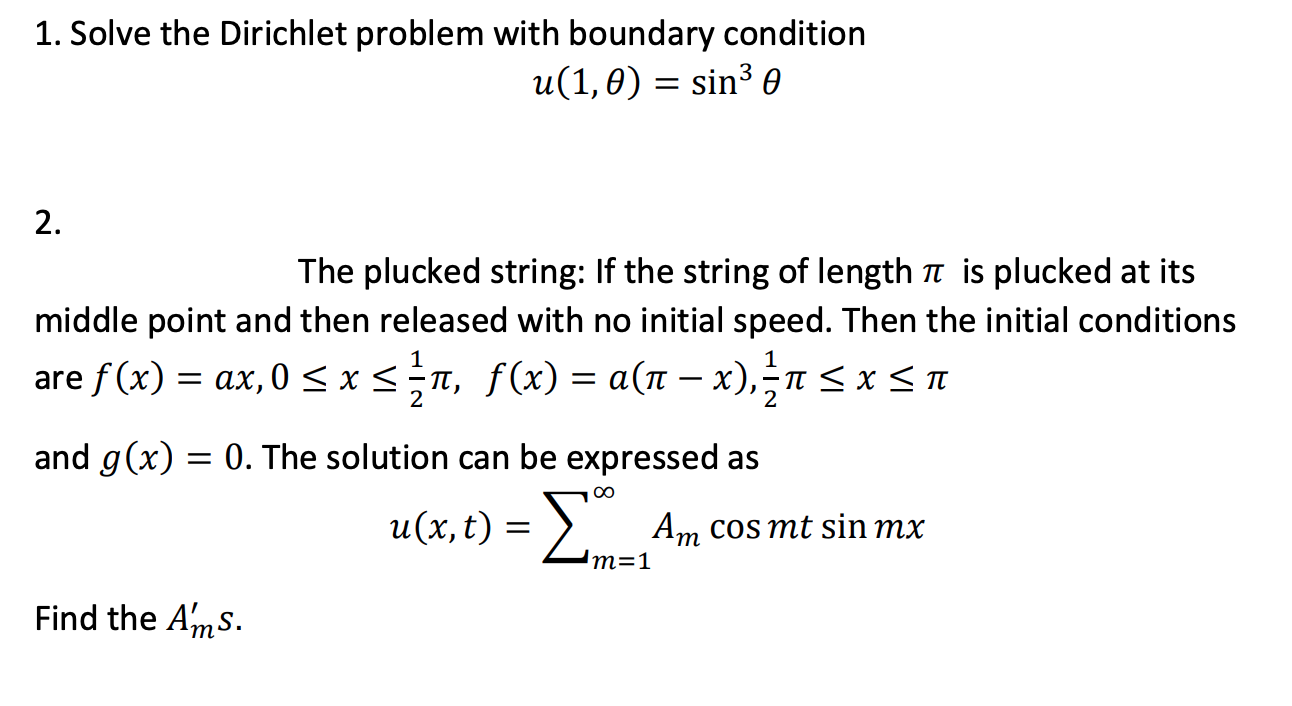 Solved 1. Solve the Dirichlet problem with boundary | Chegg.com
