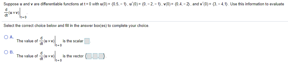 Solved Suppose u and v are differentiable functions at t=0 | Chegg.com