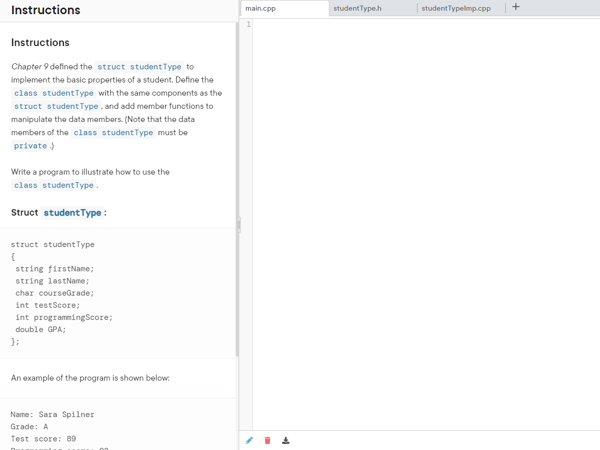 Solved Instructions main.cpp studentType.h | Chegg.com