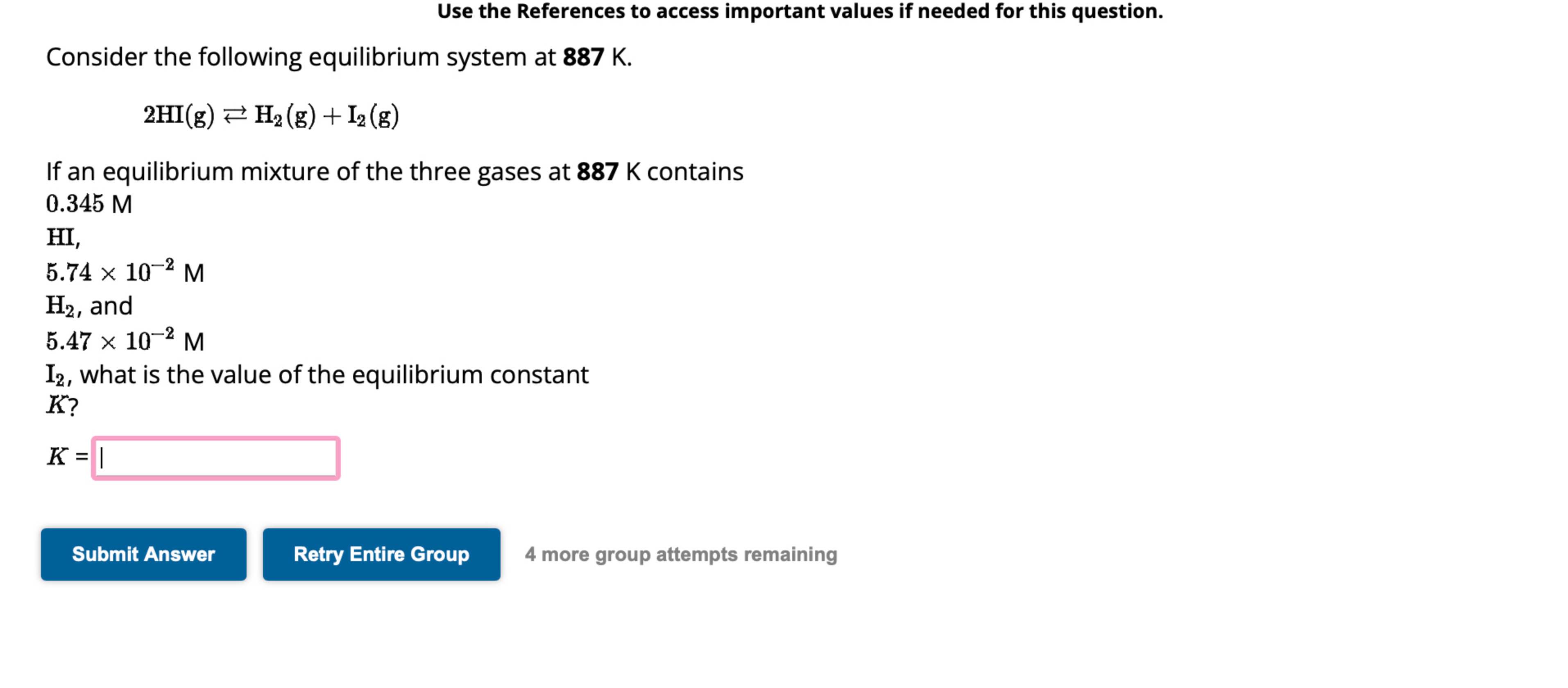 Solved Consider the following equilibrium system at | Chegg.com