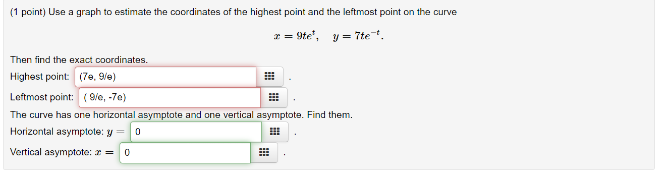Solved (1 point) Use a graph to estimate the coordinates of | Chegg.com