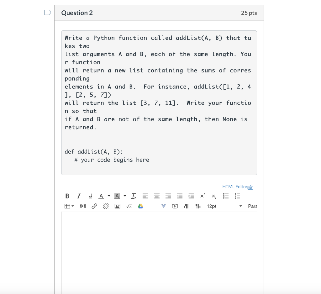 Solved Question 2 25 pts Write a Python function called | Chegg.com